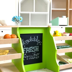 Wooden Market Set for Kids for Pretend Play. Unique Gift for Toddler ...