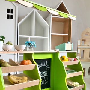 Wooden Market Set for Kids for Pretend Play. Unique Gift for Toddler ...