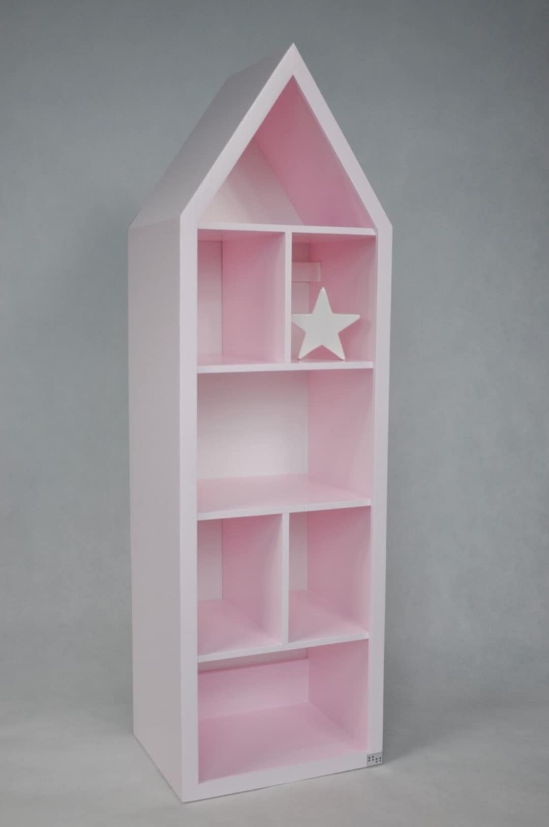 Pink Wooden House Bookcase, Small Bookcase With Shelves for a Child's ...