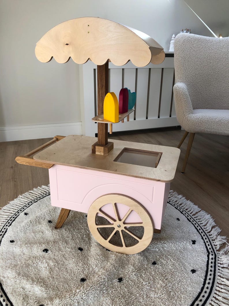 Handmade Wooden Ice Cream Cart | Luxury Kids Playset With Wheels ...