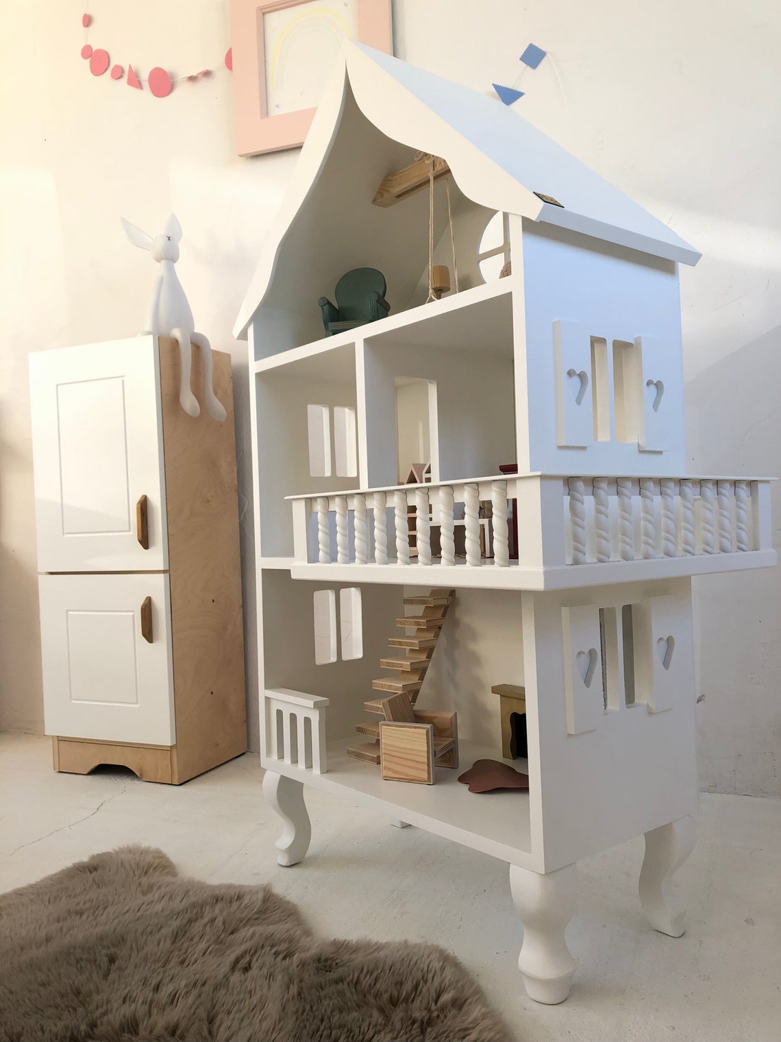 Cute Set of Mini Furniture for Pretend Play for a Dollhouse. Miniature ...