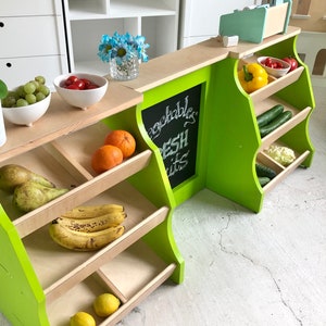 Wooden Market Set for Kids for Pretend Play. Unique Gift for Toddler ...