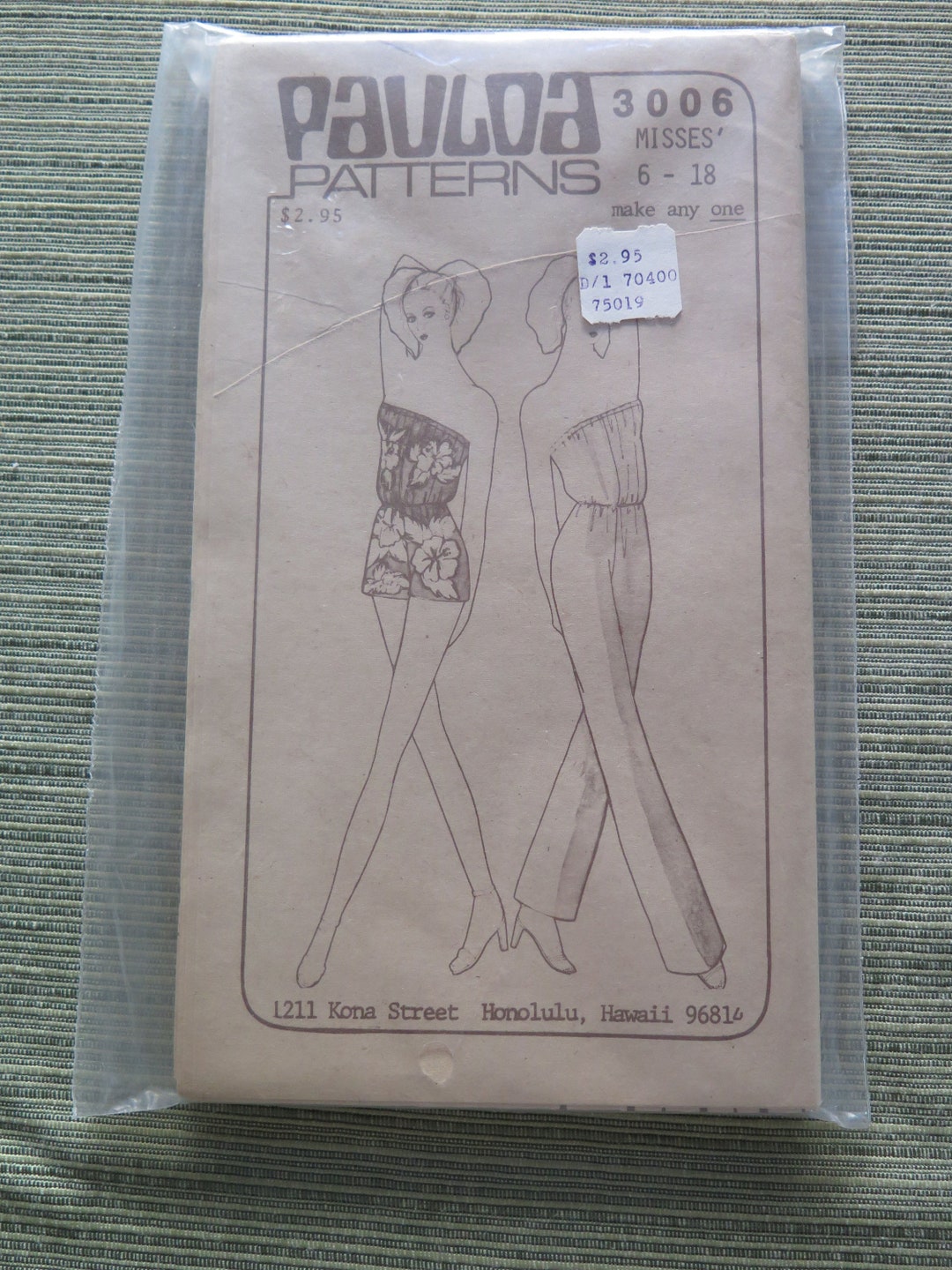 Vintage Pauloa Patterns 3006 Misses Strapless Jumpsuit Playsuit Sewing ...