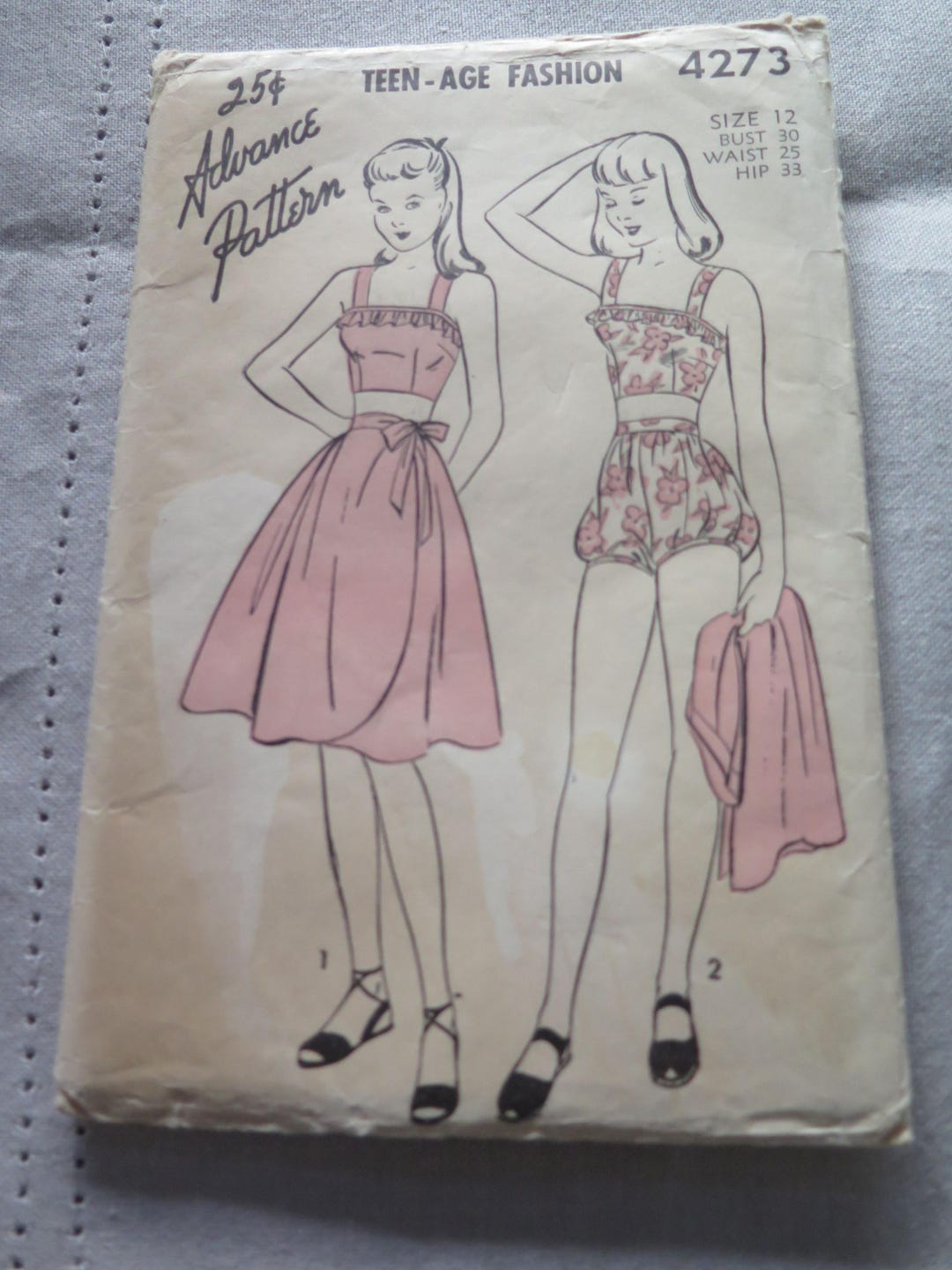 Vintage 1940s Advance Sewing Pattern 4273 for Beachwear Swimsuit With ...