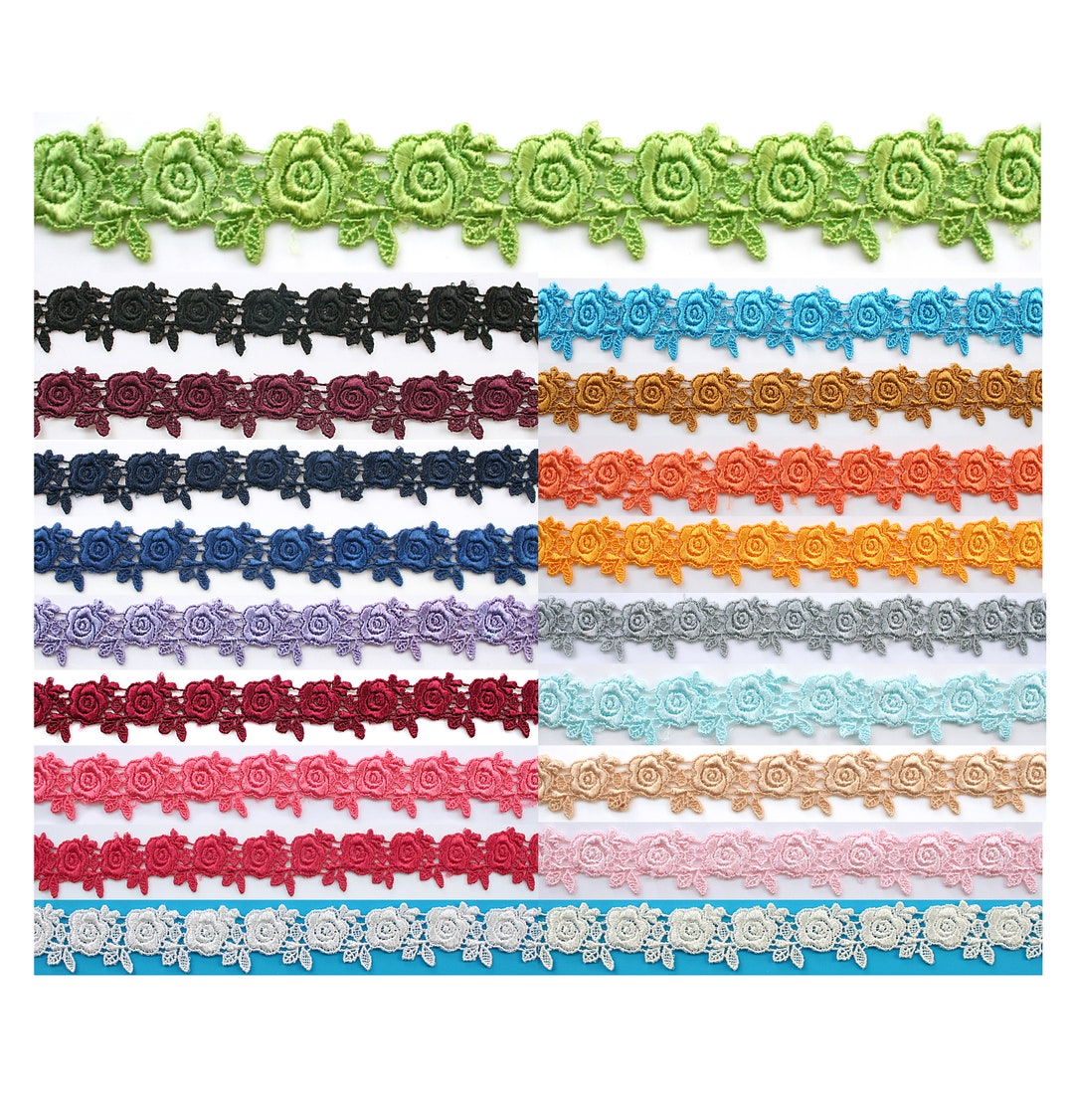 1 Color Embroidered Floral Rose Flower Venice Lace Trim - Etsy