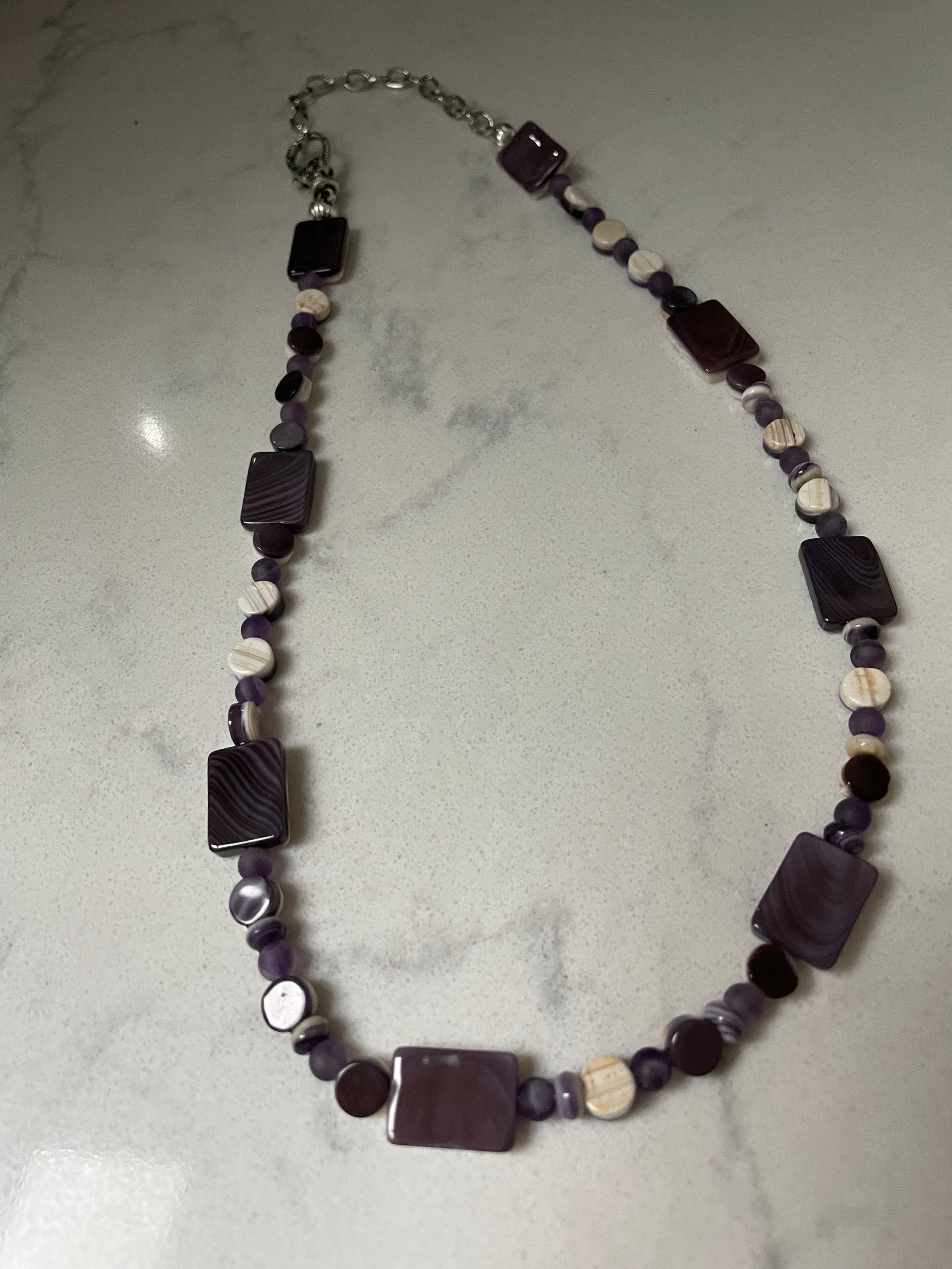 Adjustable Length Wampum Quahog and Amethyst Choker/ Necklace 15 to 18 ...