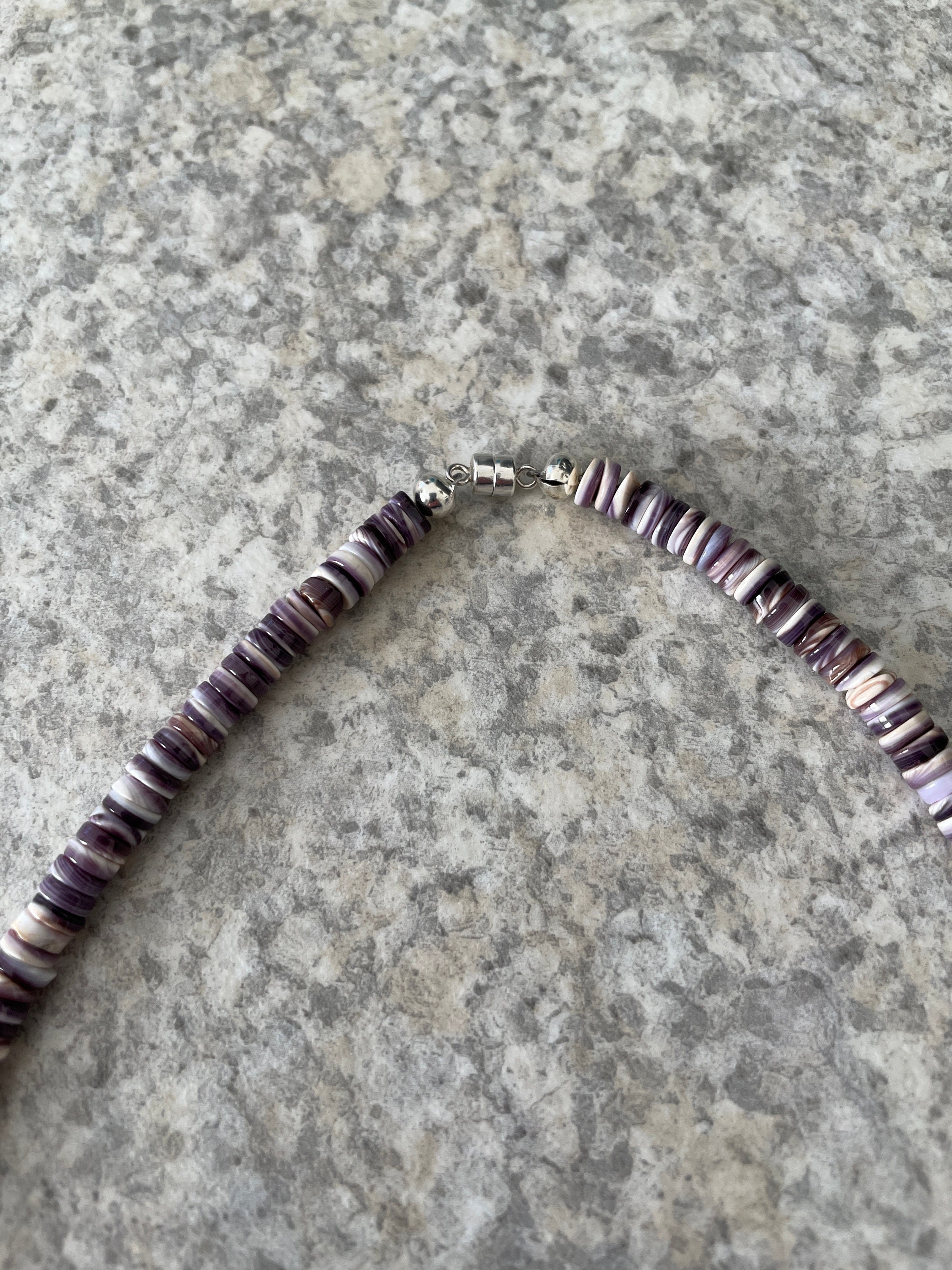 16 Heishi Wampum 6mm Necklace With Sparkling Amethyst Pendant Cape Cod ...
