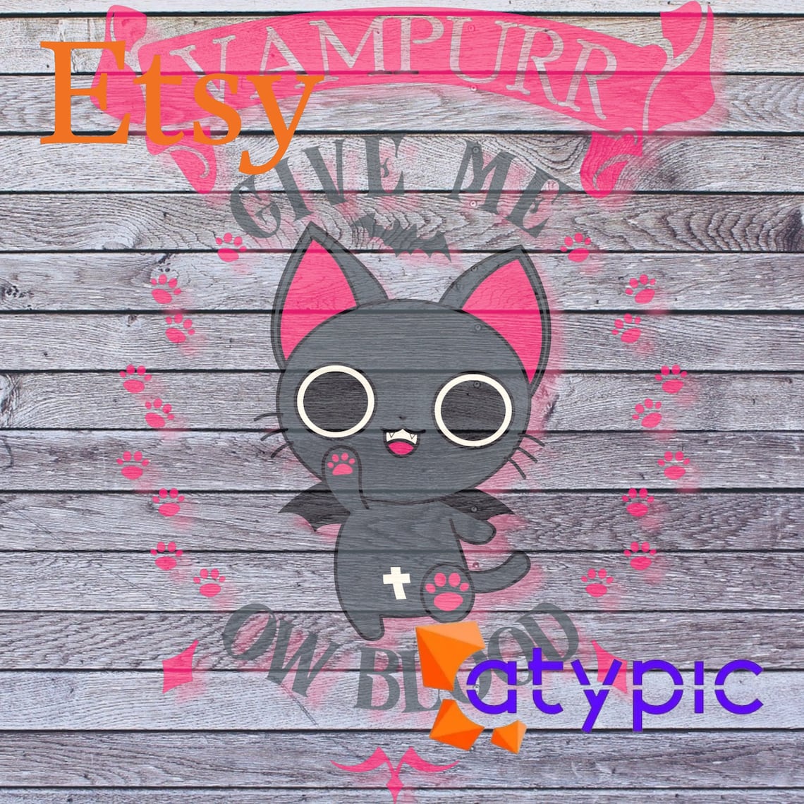 Vampire Cute Cat Nyanpire for Printing Editable Cdr Eps Svg Plus Png Hd ...