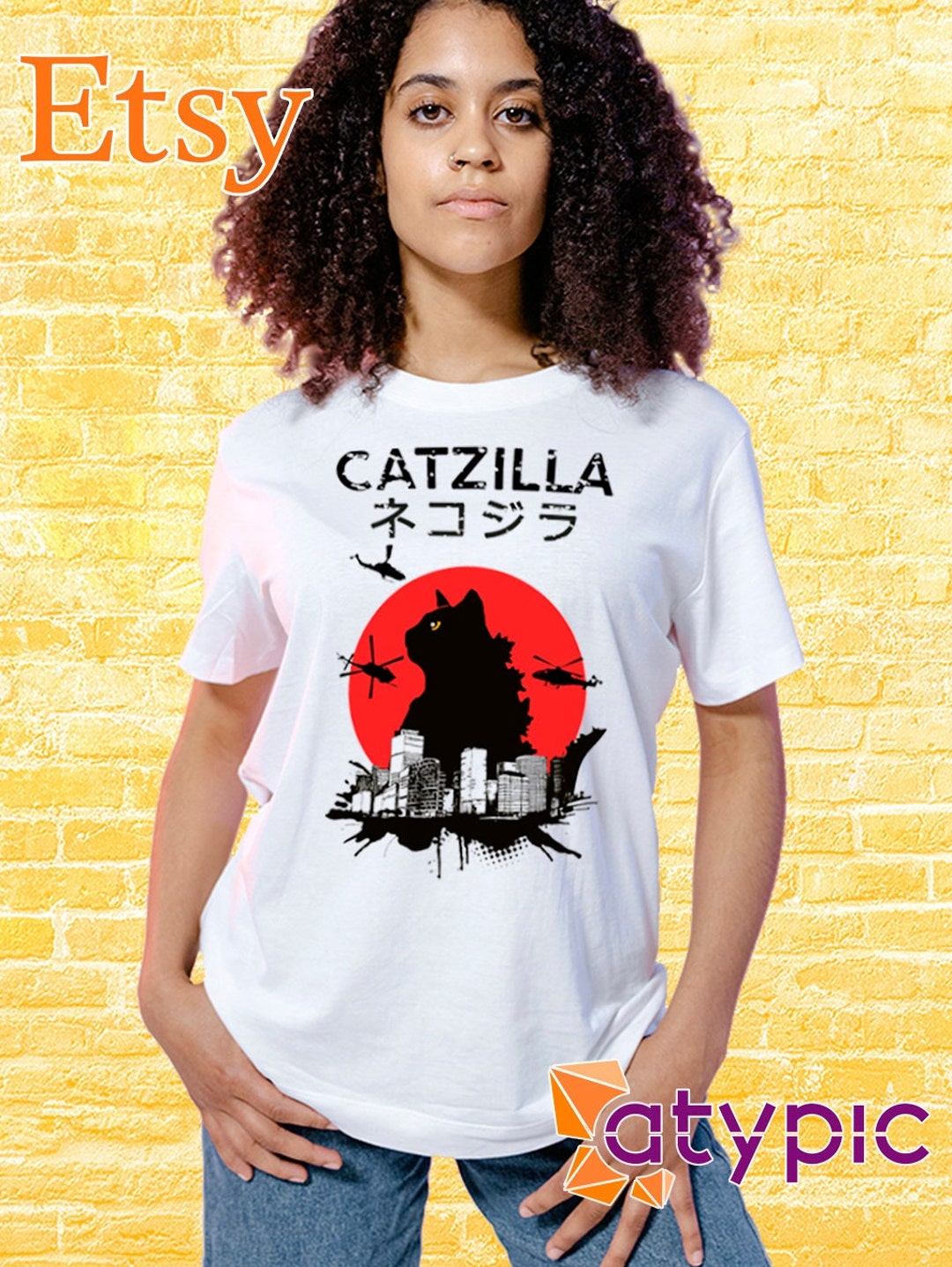 Catzilla DIY Gift: Hilarious Cat-monster Design With Japanese Sun ...