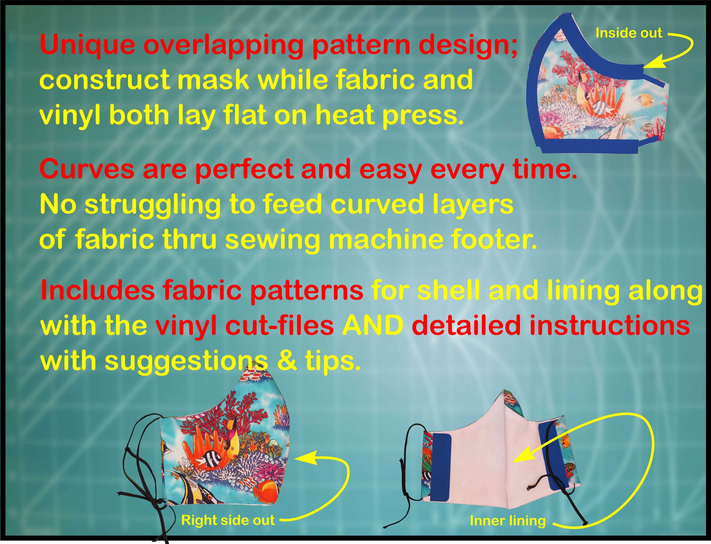 NO-SEW Face Mask Pattern | Fused Together Using Heat Transfer Vinyl HTV ...