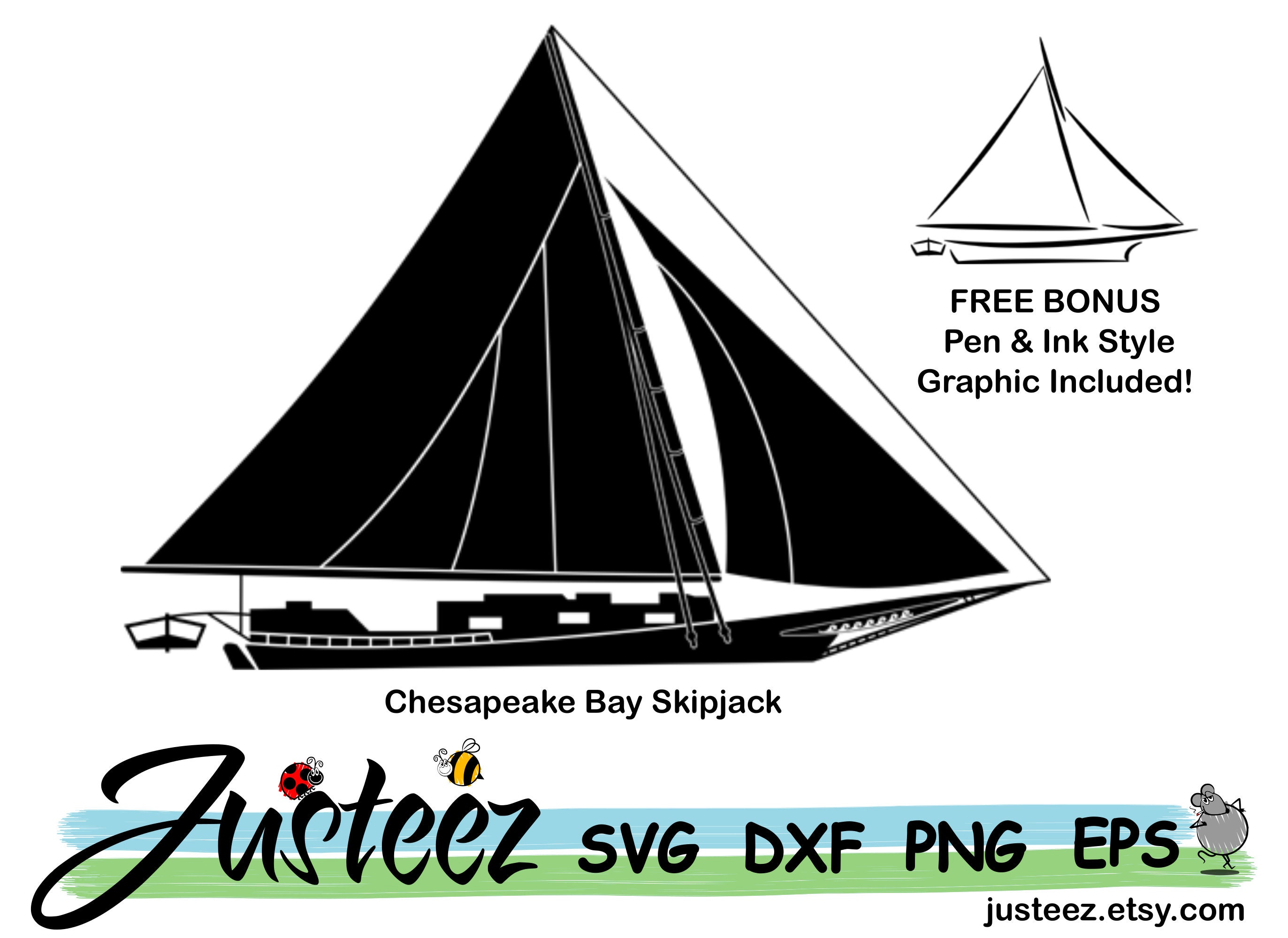 Chesapeake Bay Skipjack Graphic, Skipjack Boat Svg, Dxf, Eps, Png for ...