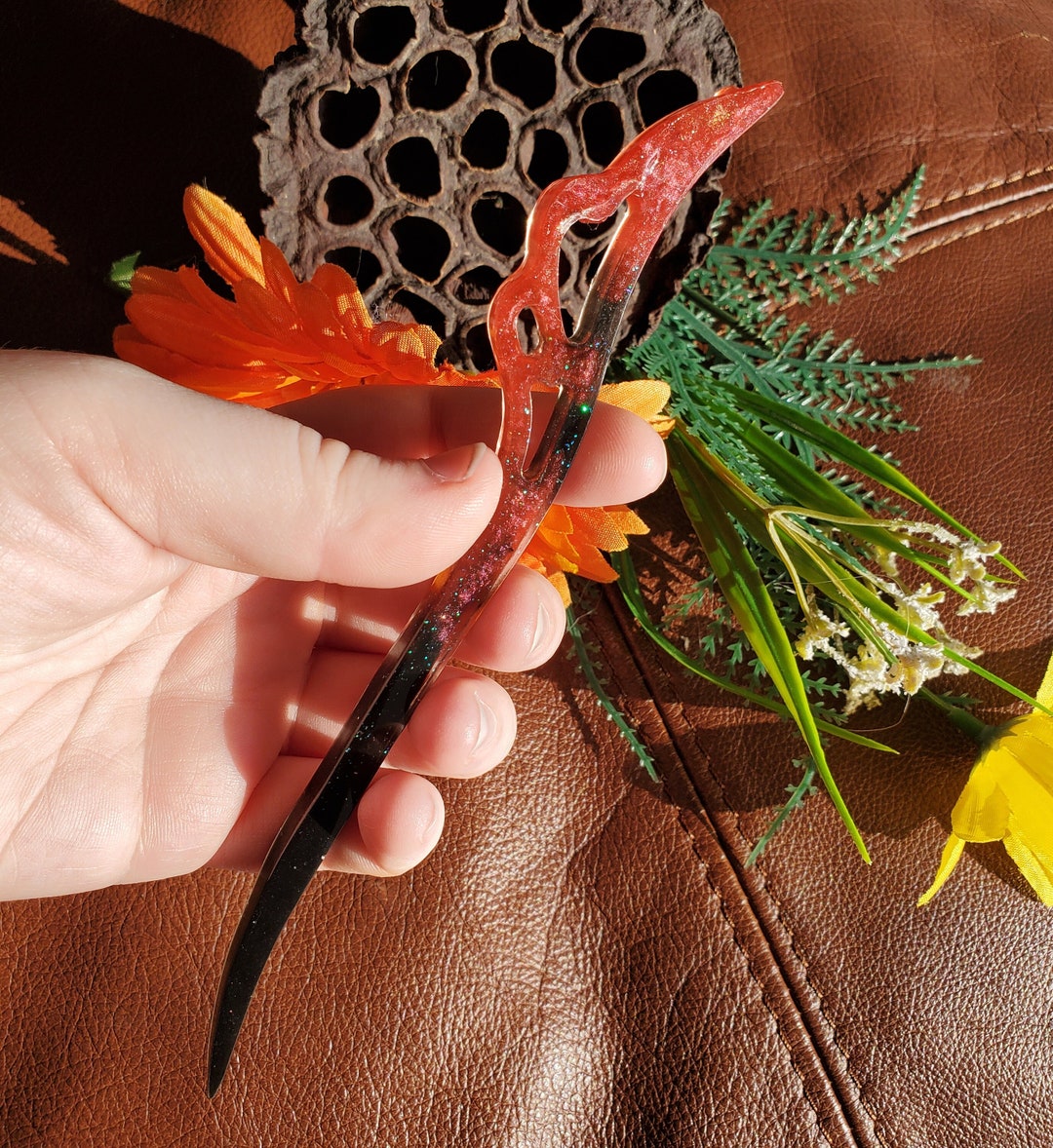 Crowley Inspired Red and Black Devil Wing Resin Hair Stick - Etsy