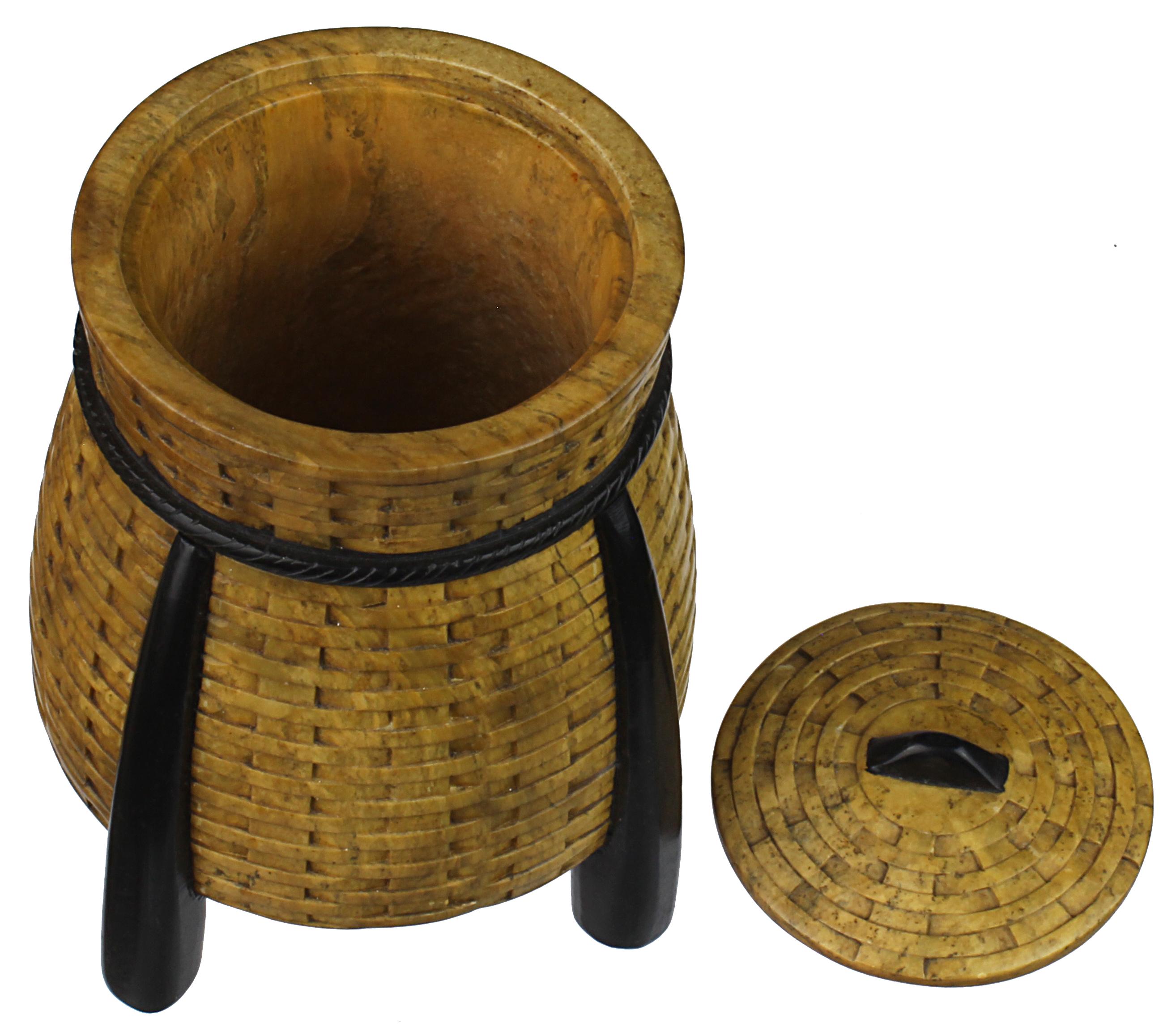 4-leg Wicker Weave - Soapstone Trinket Decor Jar With Lid - Etsy