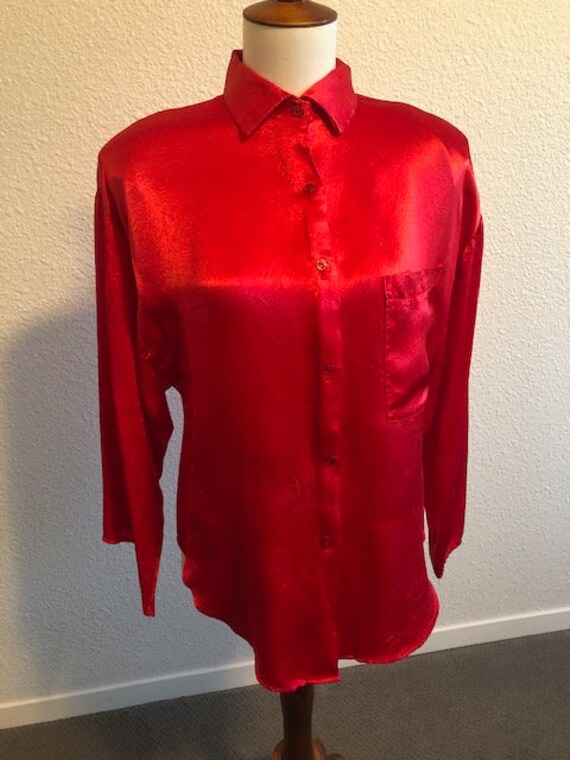 vintage red silky blouse - Gem