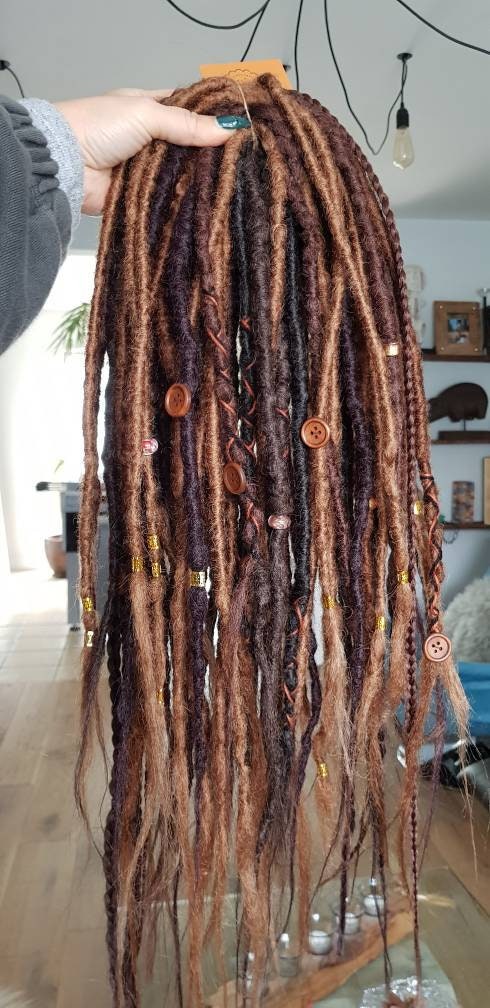 Full Set Dreads Extension Braids / Brown Mix / Decorated With - Etsy