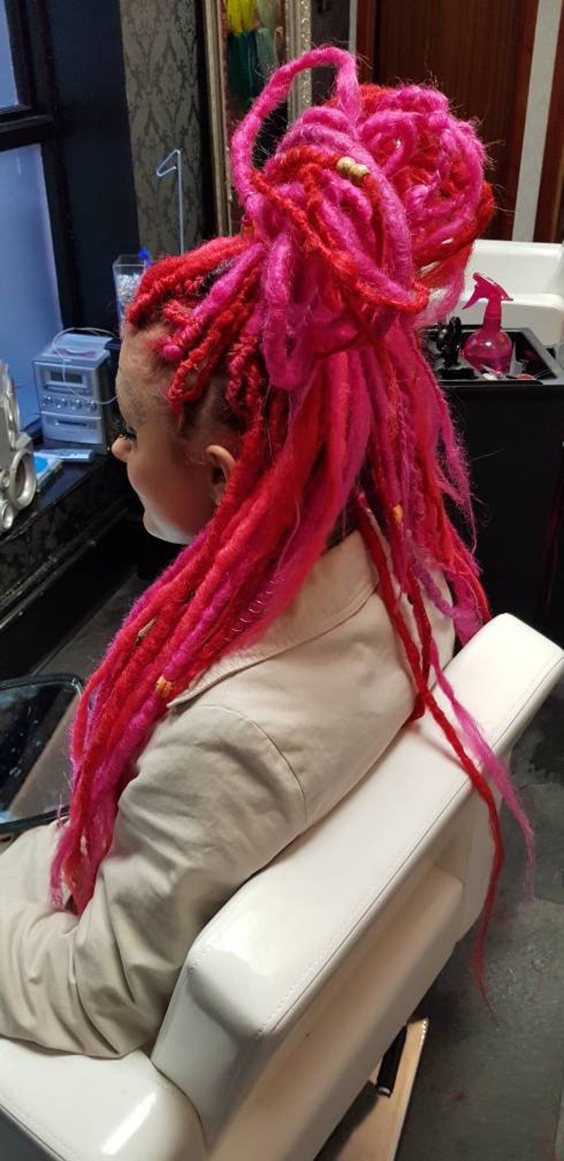 Full Set Dreads Extension Braids / Neon Pink / Decorated With - Etsy