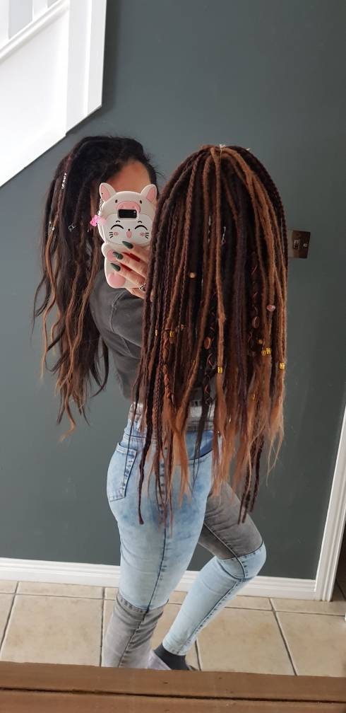 Full Set Dreads Extension Braids / Brown Mix / Decorated With - Etsy