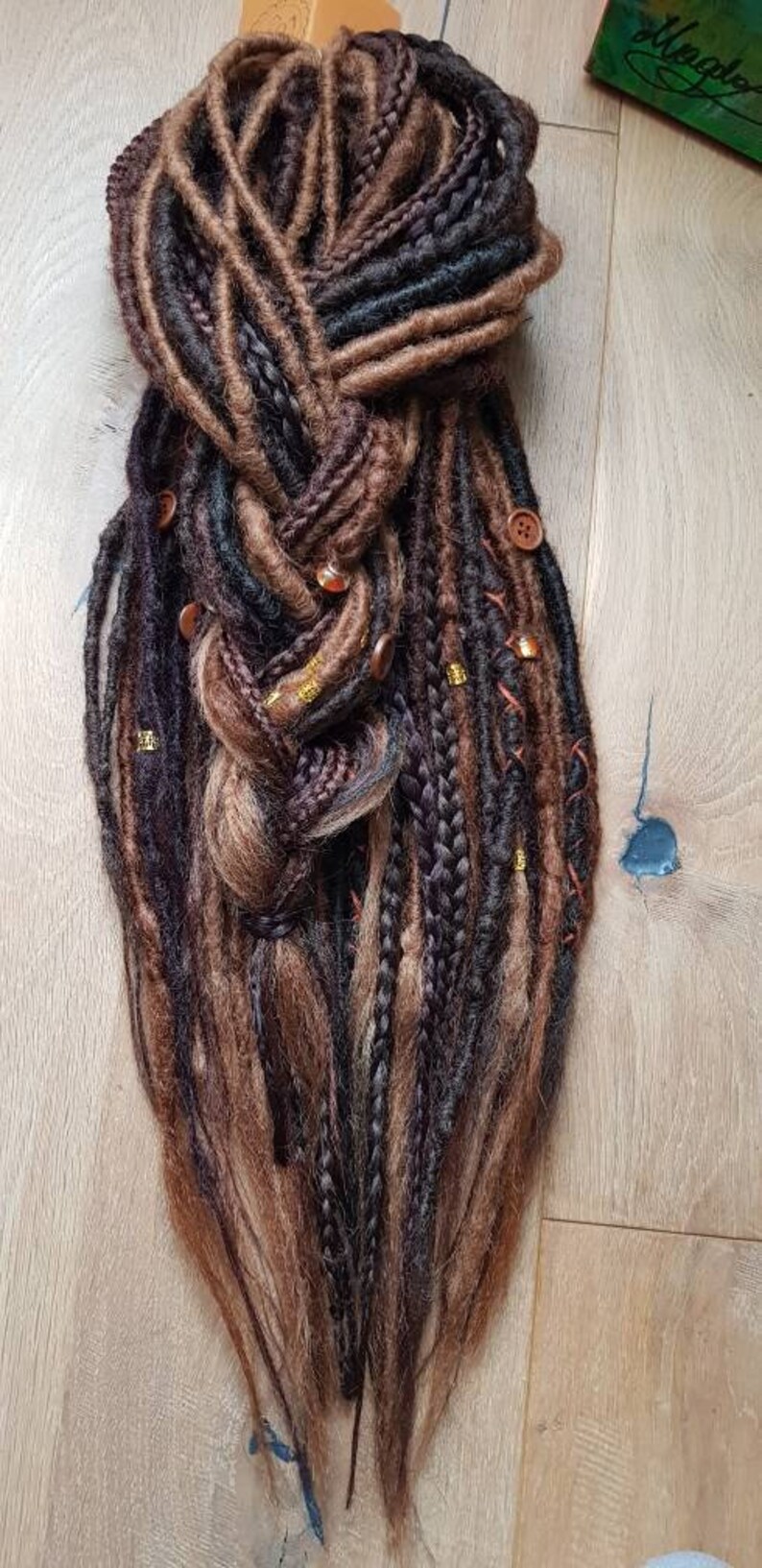 Full Set Dreads Extension Braids / Brown Mix / Decorated With - Etsy