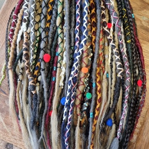 Full Set Dreads Extension Braids / Brown Blone Gray Mix / Decorated ...