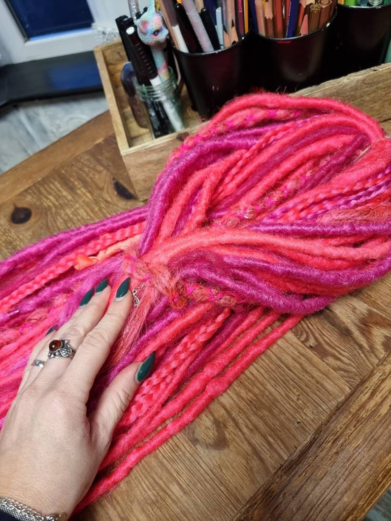 Full Set Dreads Extension Braids / Neon Pink / Decorated With - Etsy