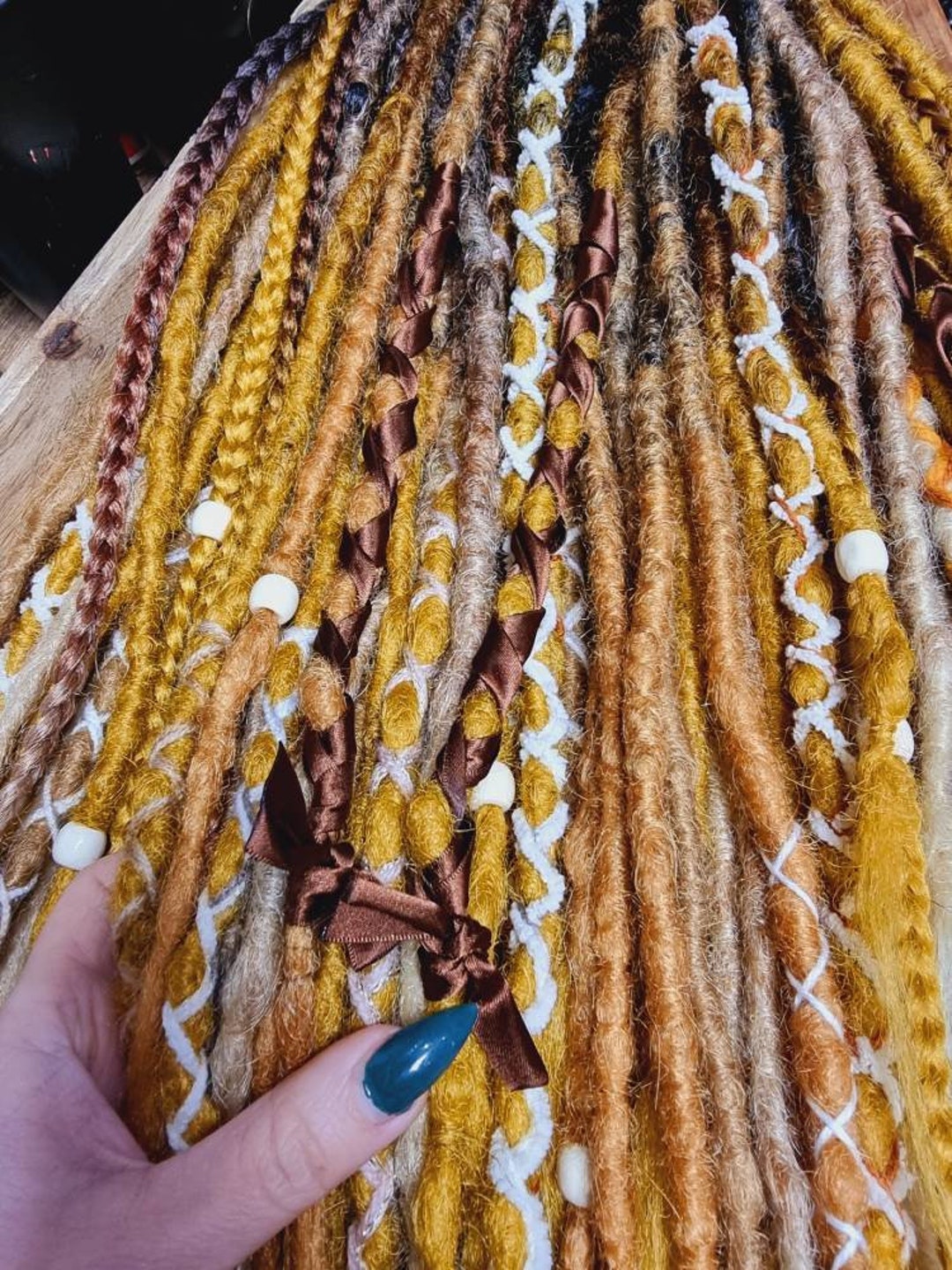Full Set Dreads Extension Braids / Ombre Yellow Dark Blonde Mix ...