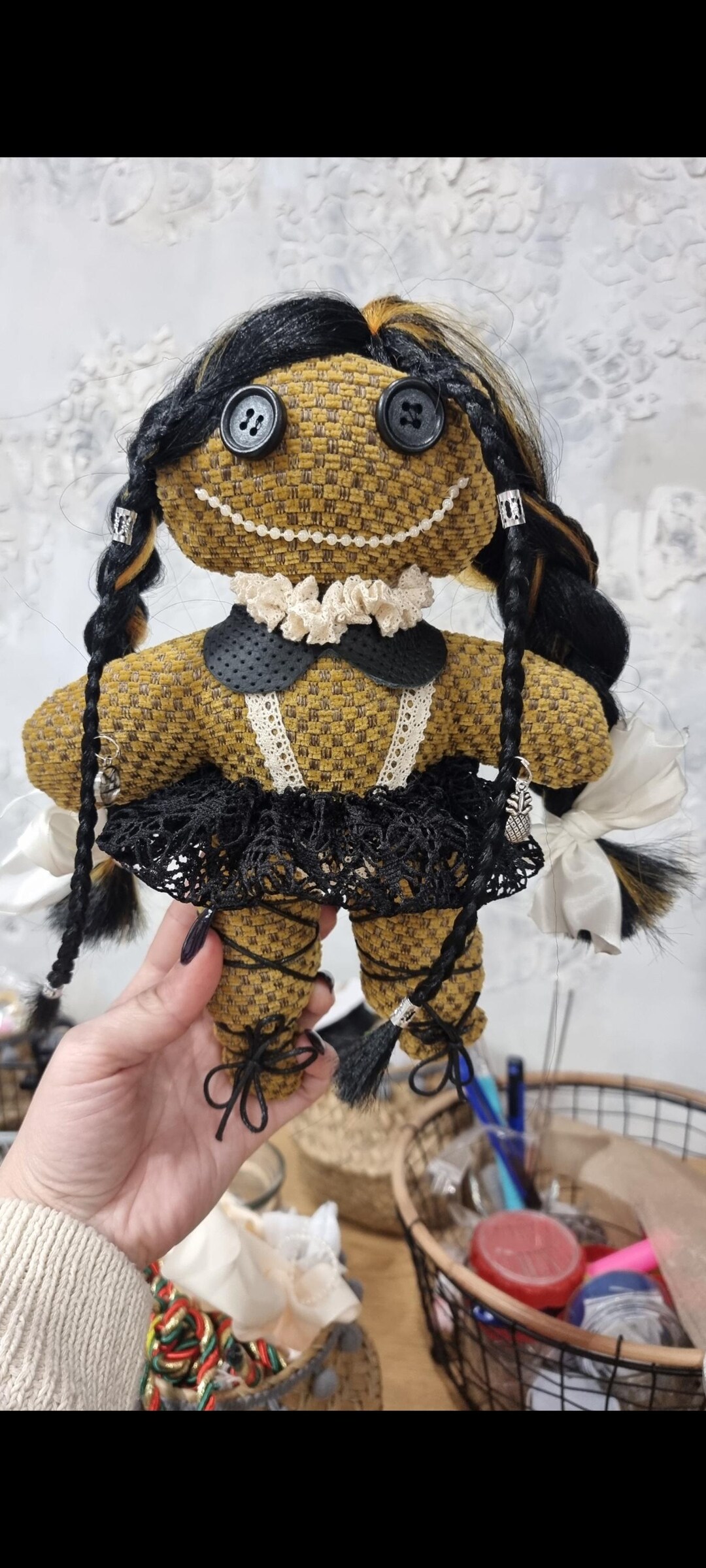 Custom Bed Sitting Ragdoll Doll - Handmade Vintage - Dreadlocks, Spooky ...