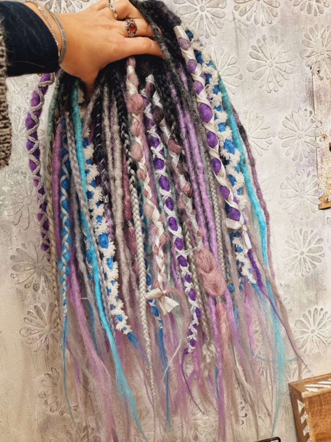 Full Set Dreads Extension Braids / Ombre Pastels / Decorated With Beads ...