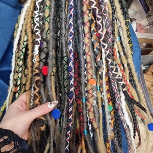 Full Set Dreads Extension Braids / Brown Blone Gray Mix / Decorated ...