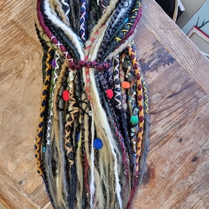 Full Set Dreads Extension Braids / Brown Blone Gray Mix / Decorated ...