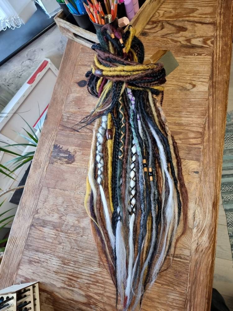 Full Set Dreads Extension Braids / Brown Mix / Decorated With - Etsy
