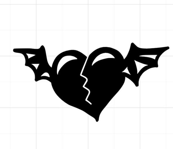 Broken Winged Heart Car Decal | Etsy