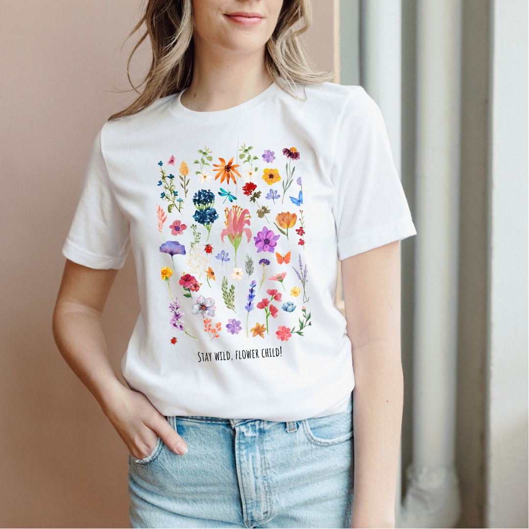 Vintage Cottagecore Shirt, Stay Wild Shirt, Boho Wildflowers Shirt ...