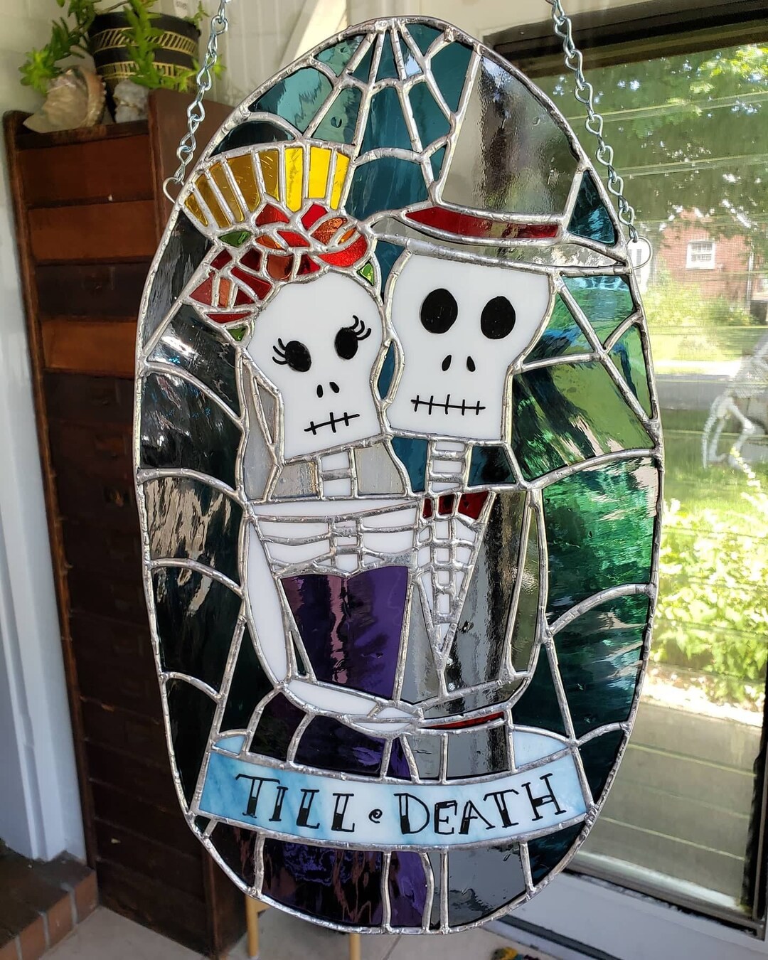 Stained Glass Pattern, Muerte Wedding Skeleton - Etsy