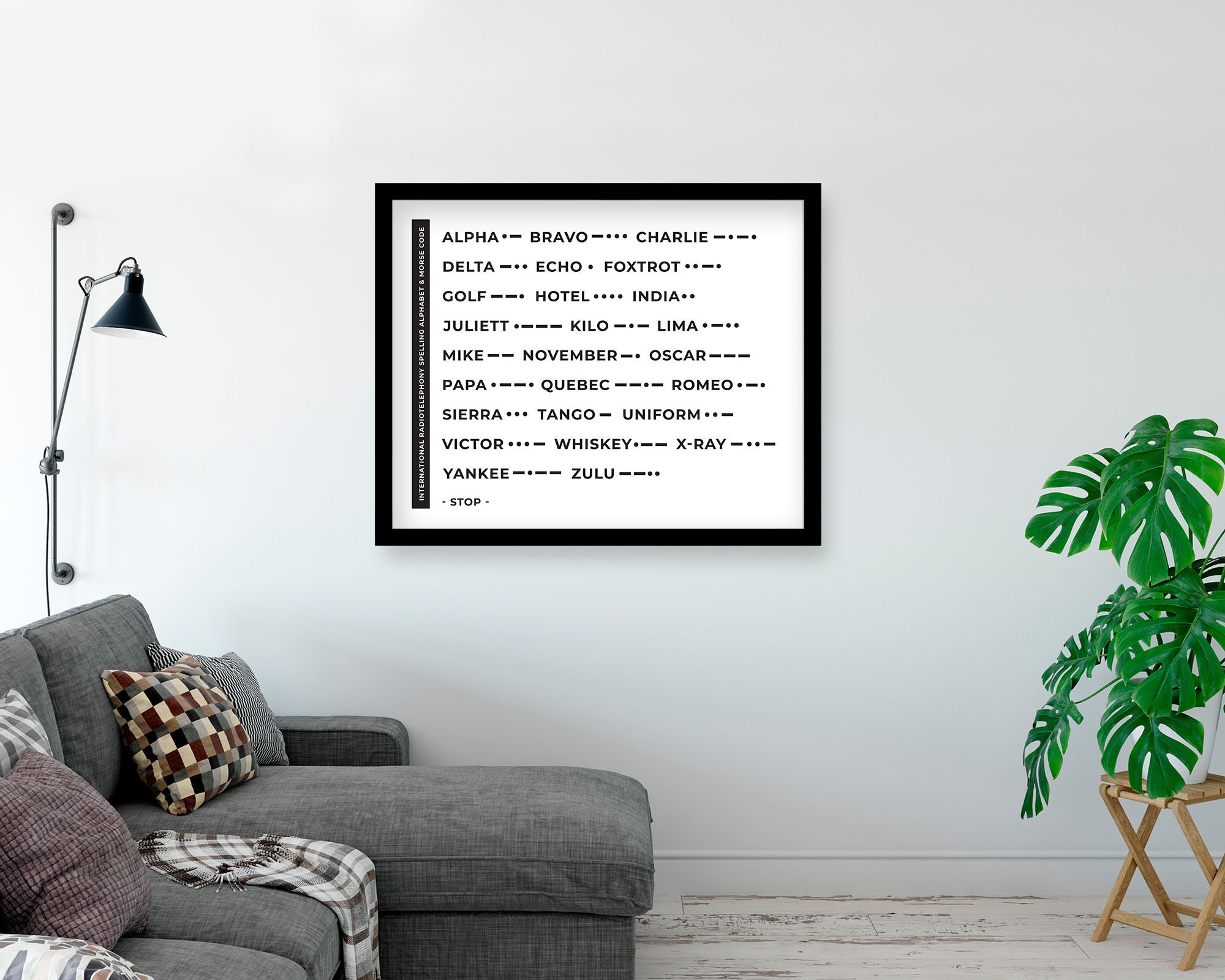 Alpha Bravo Charlie Alphabet With Morse Code - Phonetic Alphabet Wall ...