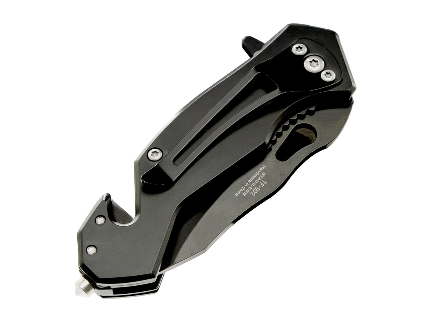 Folding Rescue Pocket Knife Glass Break Seatbelt Cutter Black 2.75 ...