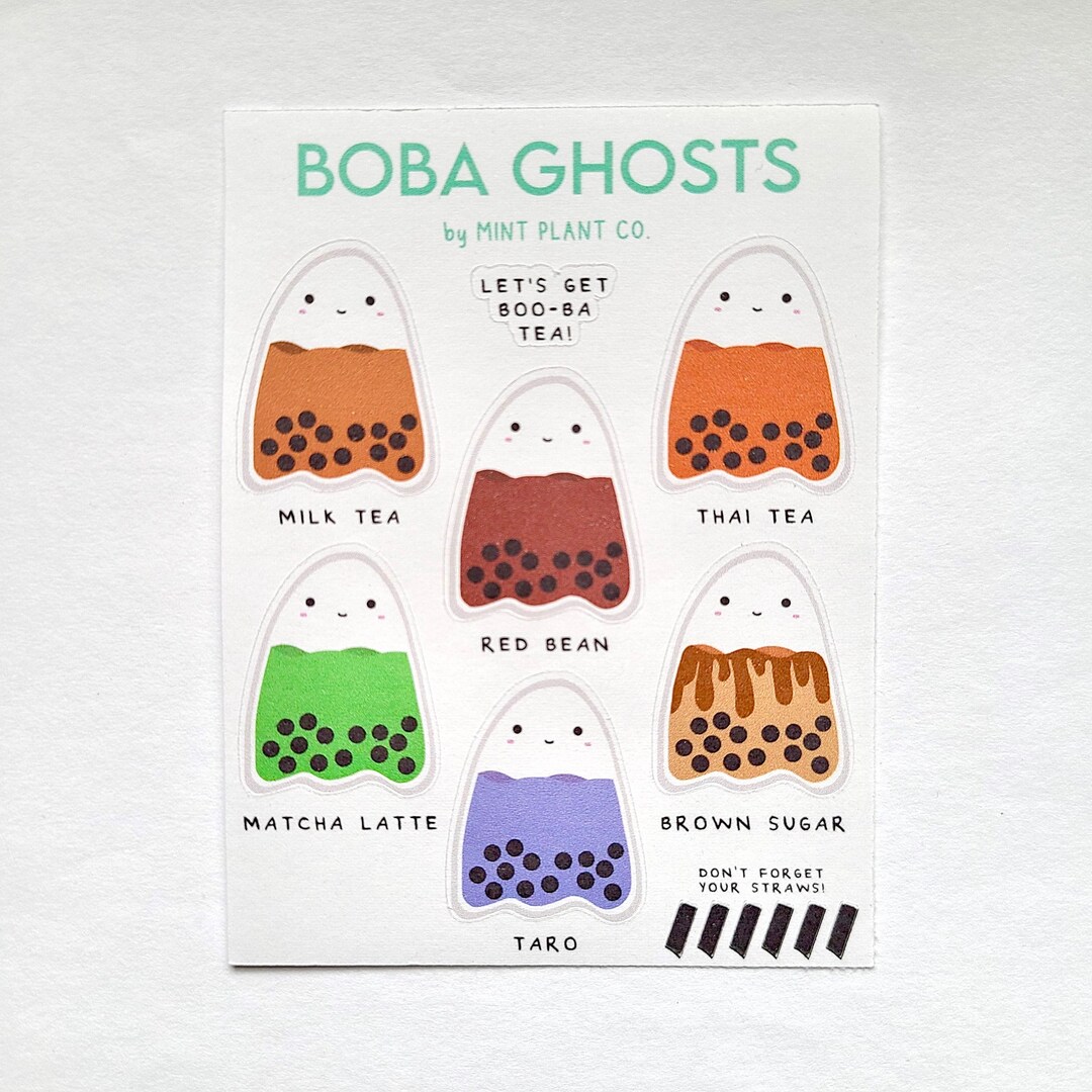 Boba Ghosts Bubble Tea Planner Stickers•asian Sticker•cute•pun•bullet ...