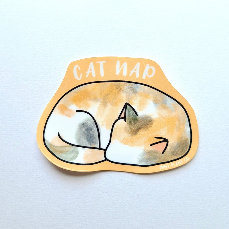 Calico Cat Nap Sticker vinyl Stickervinyl Laptop - Etsy
