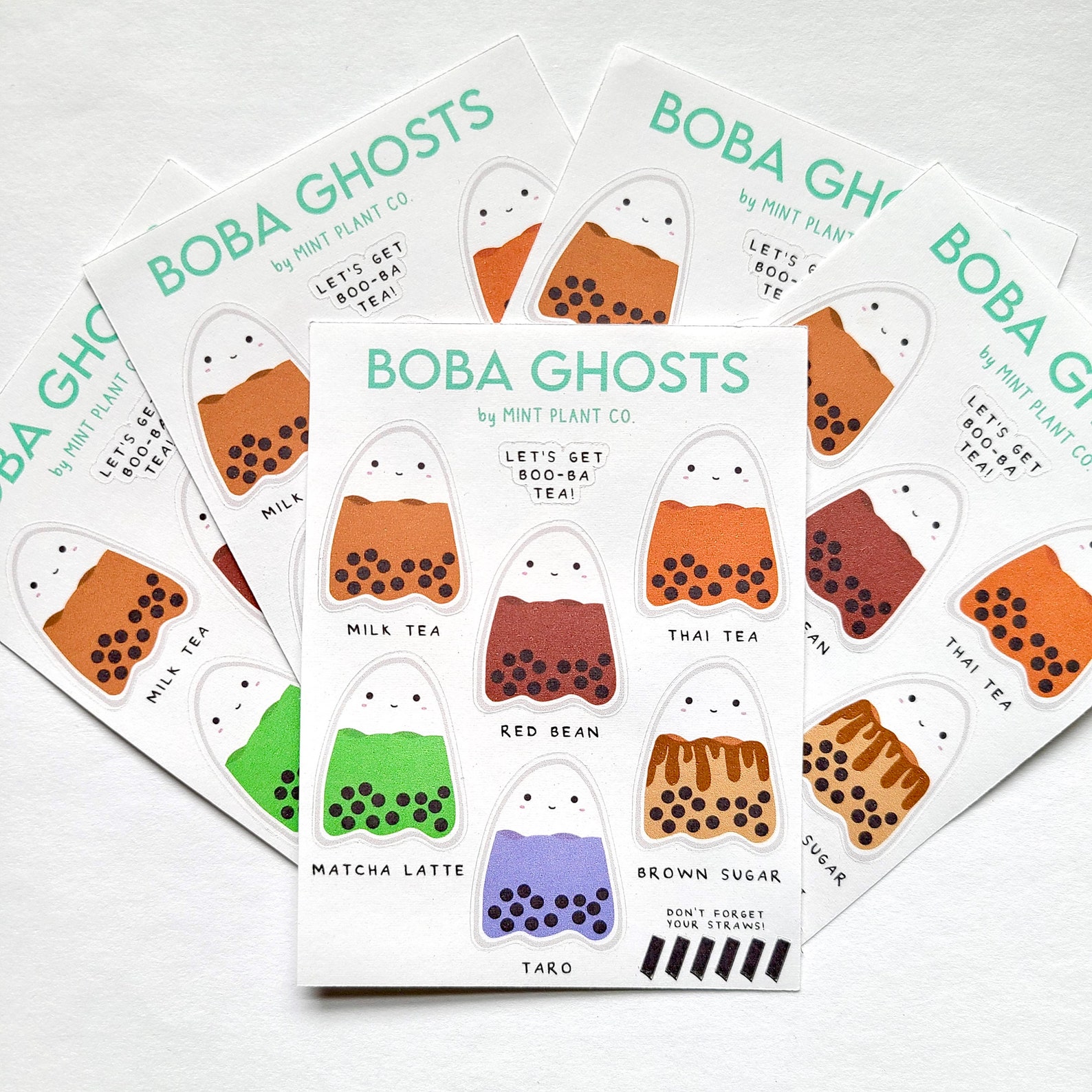 Boba Ghosts Bubble Tea Planner Stickers•asian Sticker•cute•pun•bullet ...