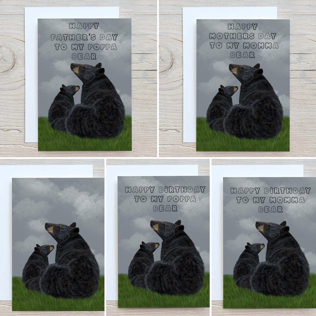 Black Bear Greetings Card 5 Designs Send Directly to Your Recipient - Etsy