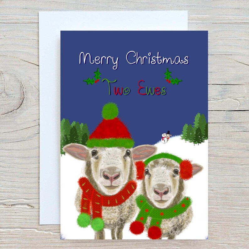 Merry Christmas Two Ewes Greetings Card Send Directly to Your Recipient ...