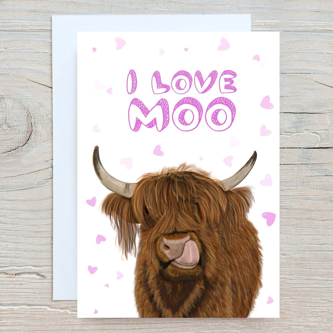 I Love Moo Cow - Greetings Card - Send Directly to Your Recipient! - Etsy