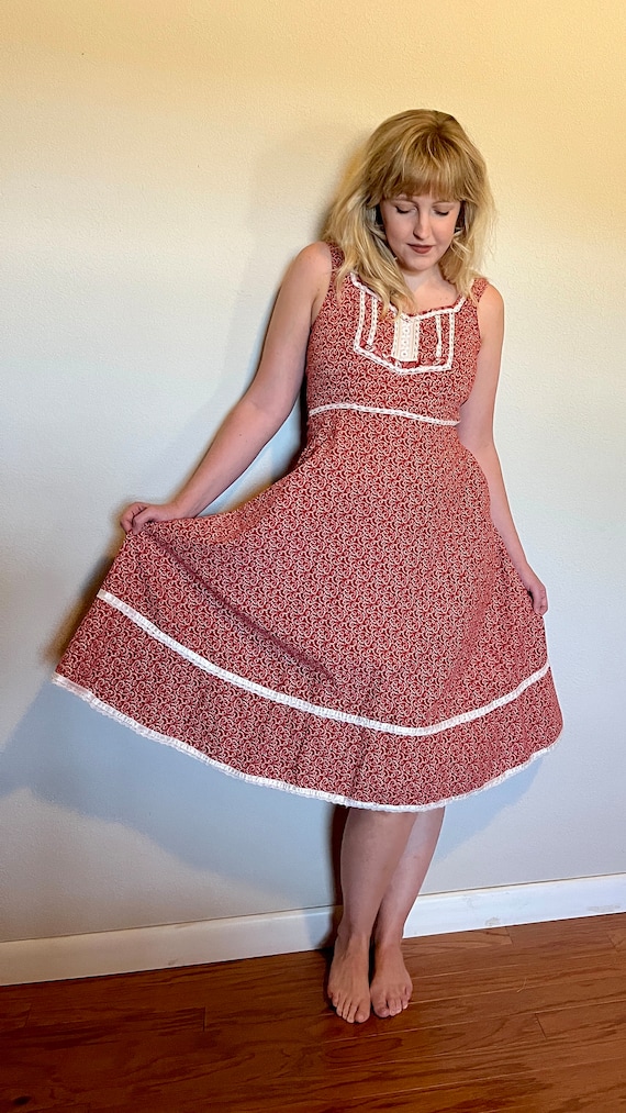 Vintage 1970’s Gunne Sax by Jessica McClintock Red Ca… - Gem