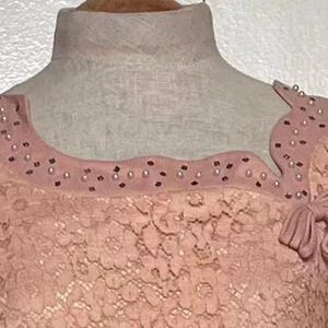 Vintage Pink Lace Dress- 1950’s Sequin Retro Flare Style - Etsy