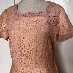 Vintage Pink Lace Dress- 1950’s Sequin Retro Flare Style - Etsy