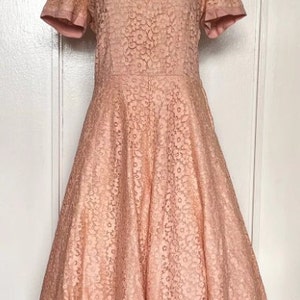 Vintage Pink Lace Dress- 1950’s Sequin Retro Flare Style - Etsy