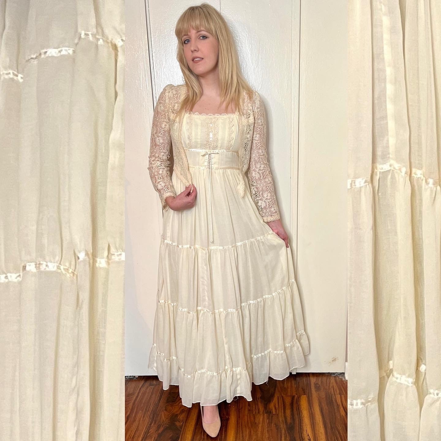 Vintage 70s Crochet Lace Gunne Sax Tie-front Jacket Shrug - Etsy