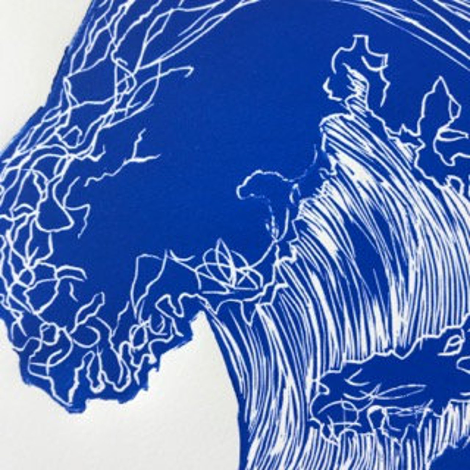 The Wave Print, Blue, Original Handprinted Linocut, Minimal Wall Art ...