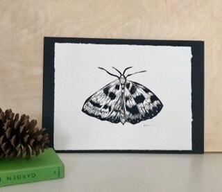 The Moth Print, Original Handprinted Linocut, Minimal Wall Art, Black ...