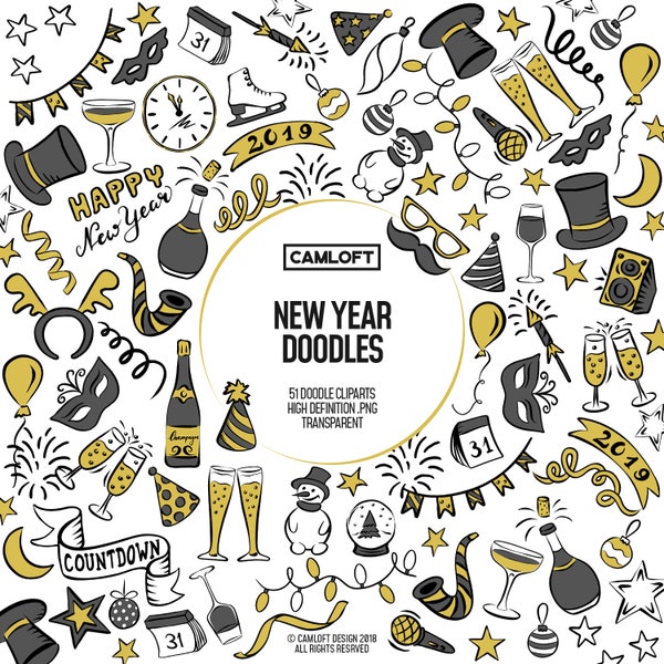 New Year Clipart - Etsy