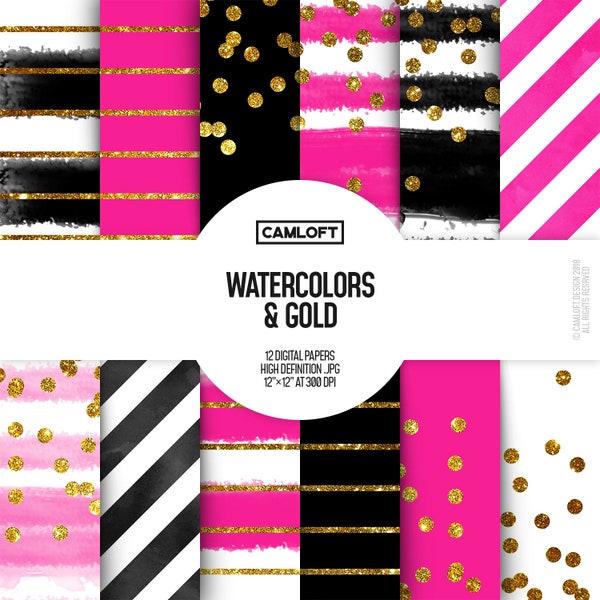 Gold Digital Papers - Etsy
